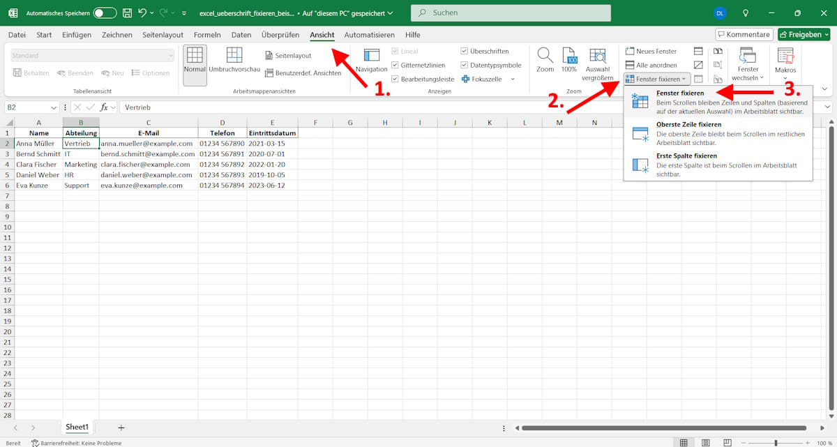 Excel Überschrift fixieren: Schritt für Schritt erklärt